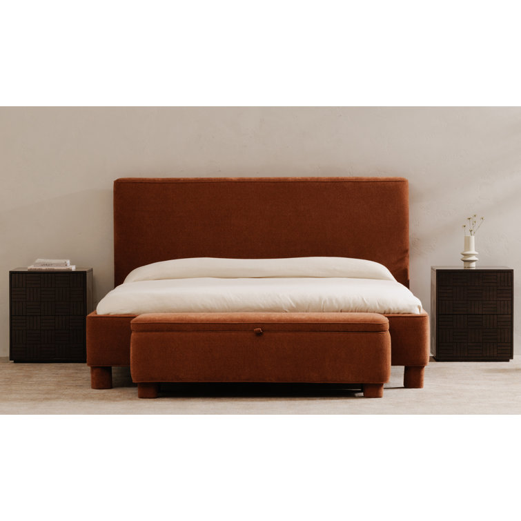Edmore Upholstered Bed Size Queen Color Deep Orange
